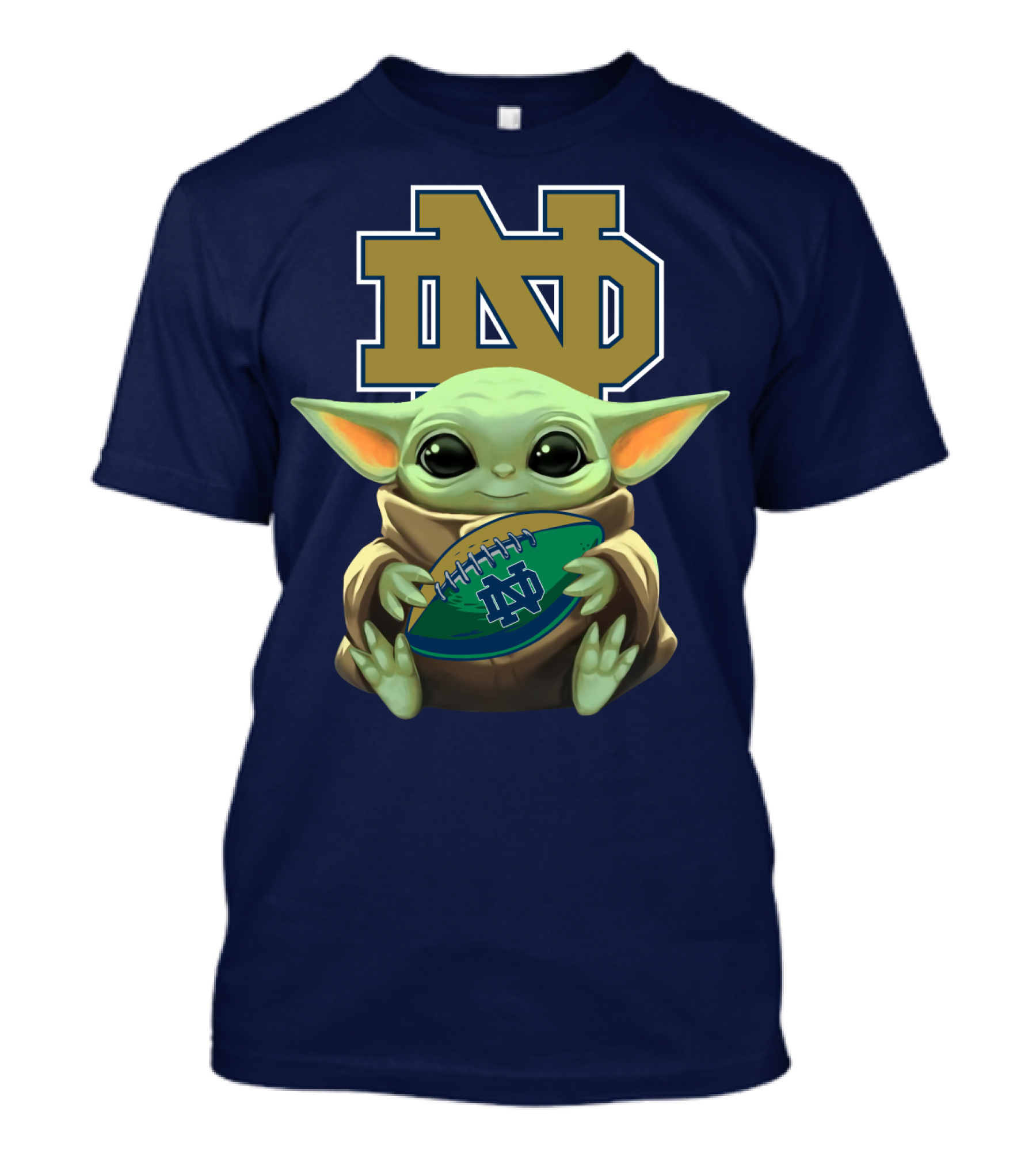 Baby Yoda Notre Dame Football Fan T-Shirt
