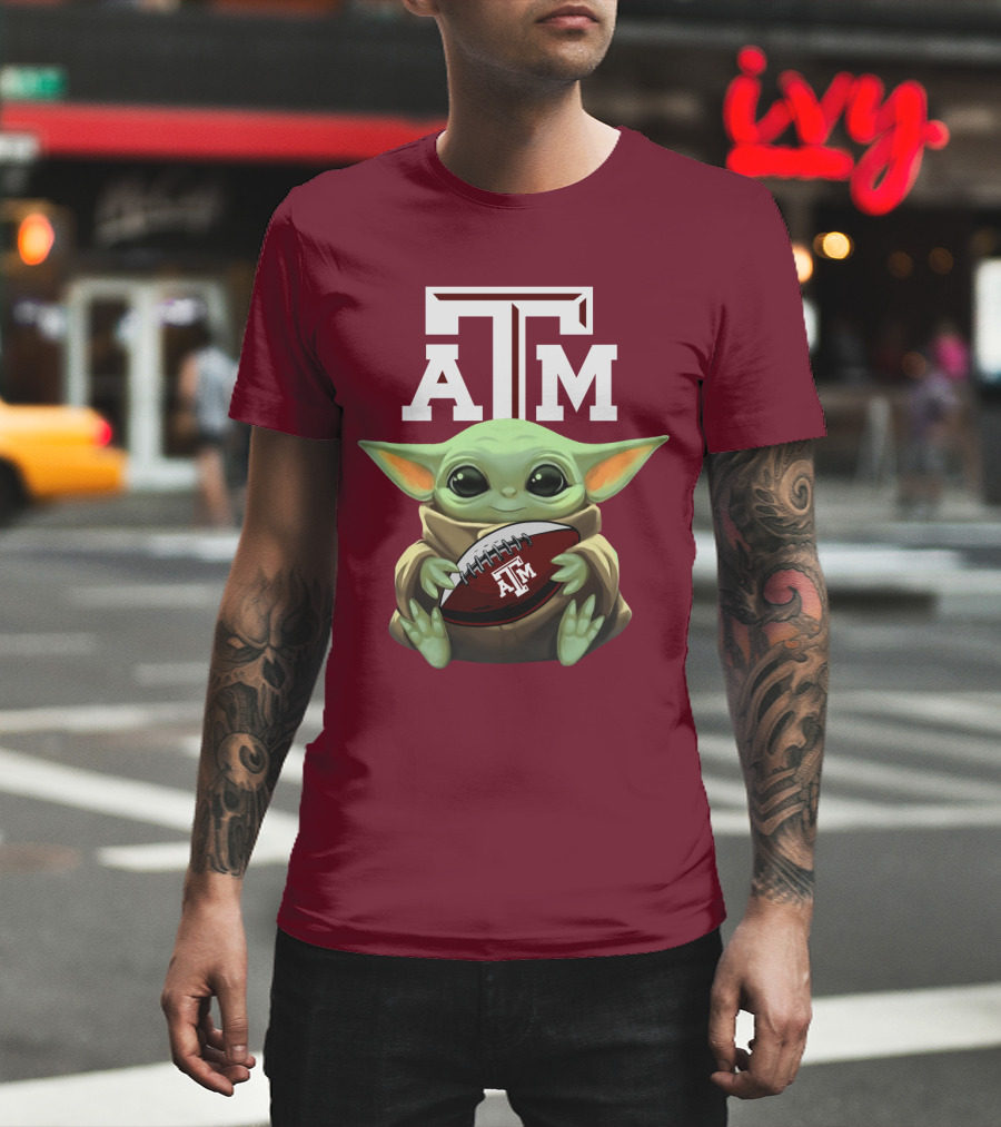 Texas A&M Aggies Baby Yoda Football T-Shirt