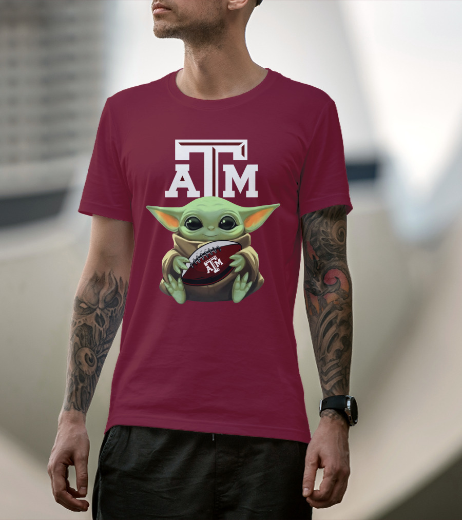 Texas A&M Aggies Baby Yoda Football T-Shirt