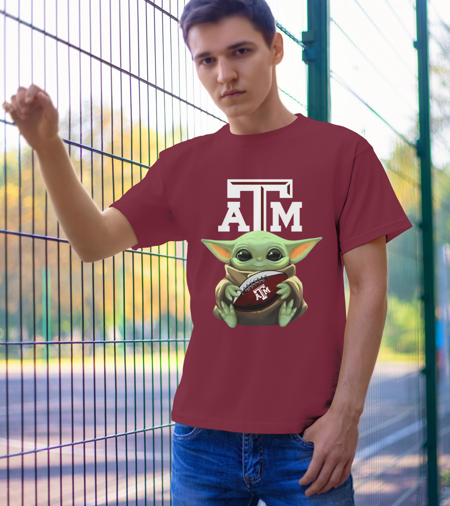 Texas A&M Aggies Baby Yoda Football T-Shirt