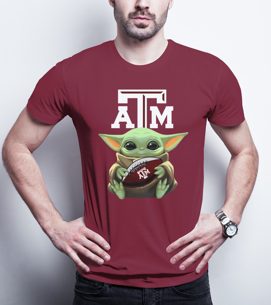 Texas A&M Aggies Baby Yoda Football T-Shirt