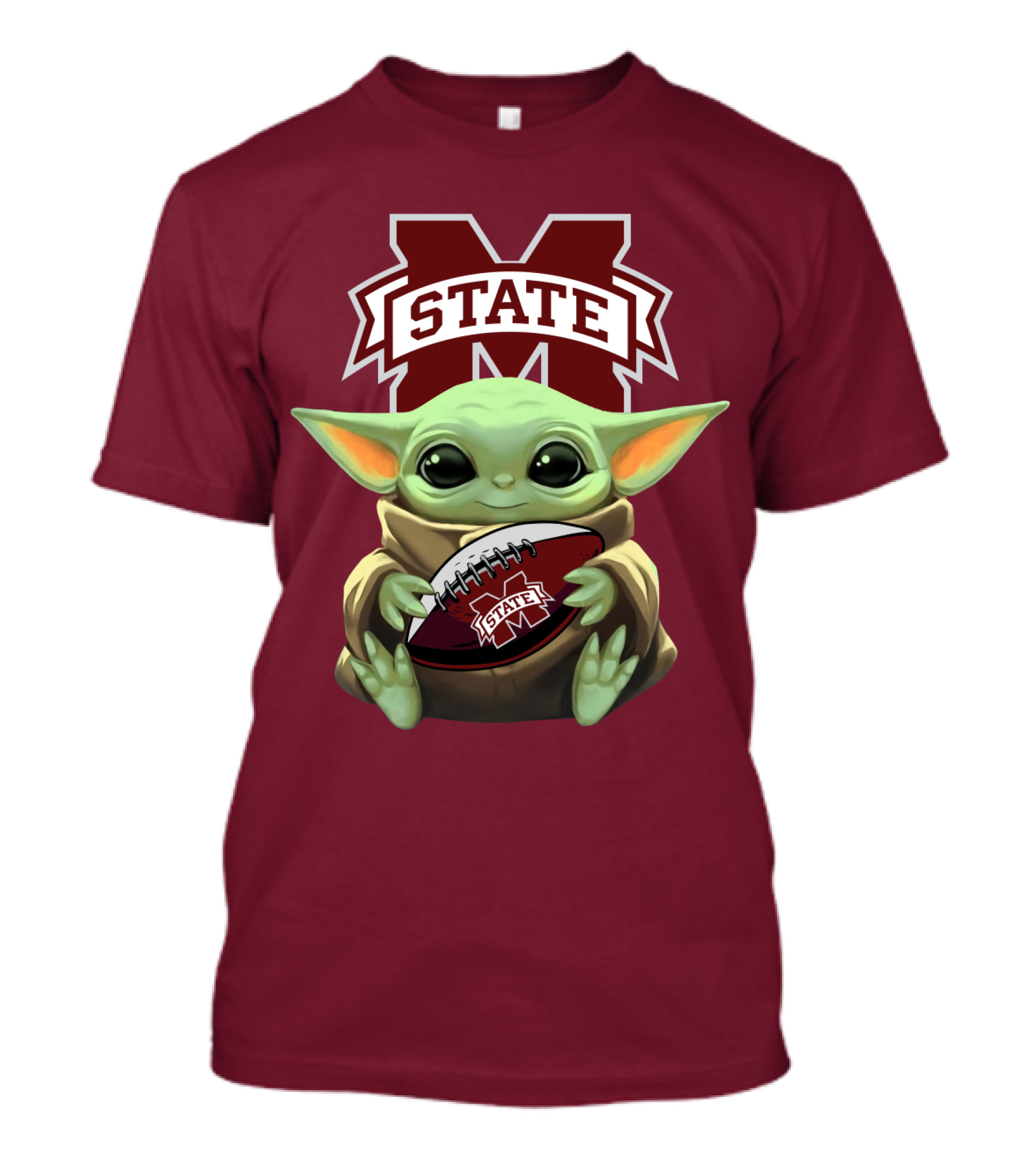 Baby Yoda Holding Mississippi State Bulldogs Football T-Shirt