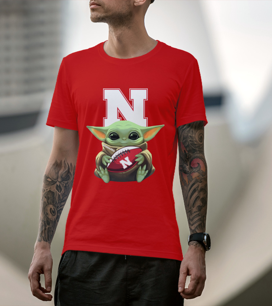 Baby Yoda Nebraska Cornhuskers Football Fan Icon With N T-Shirt