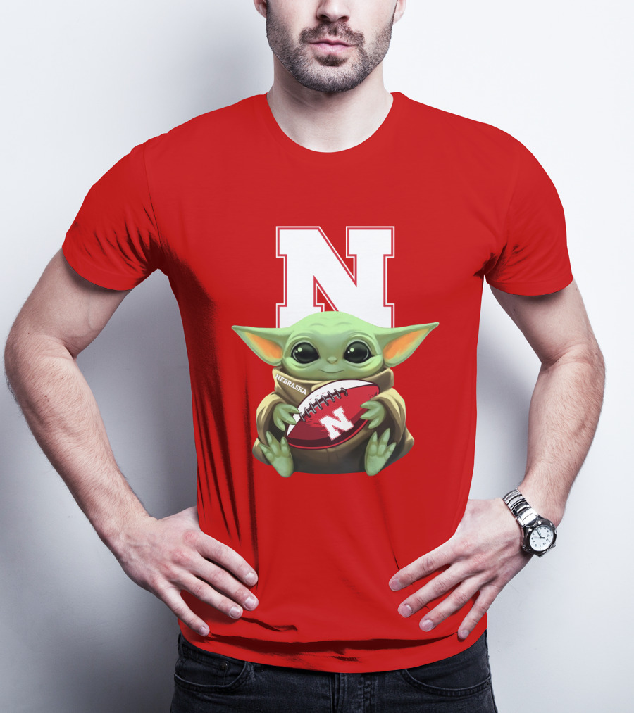 Baby Yoda Nebraska Cornhuskers Football Fan Icon With N T-Shirt