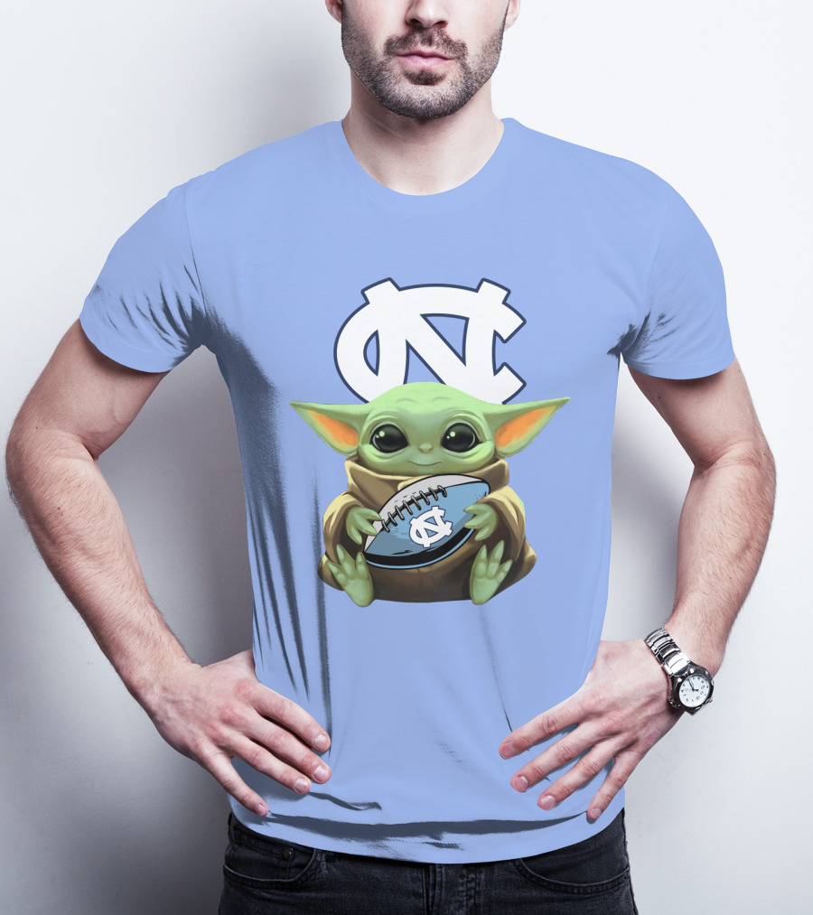 Baby Yoda UNC Tar Heels Football T-Shirt