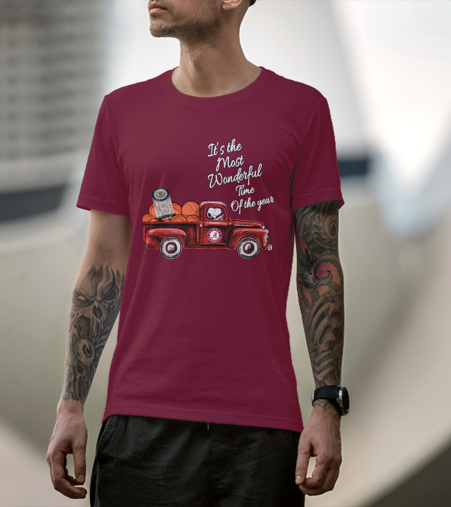 It's The Most Wonderful Time Of The Year Alabama Crimson Tide Basketball Snoopy RTJ Memorial Stadium Red Truck T-Shirt