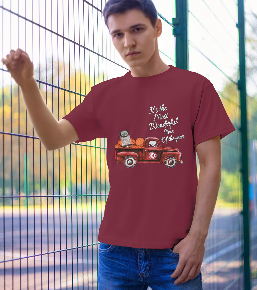It's The Most Wonderful Time Of The Year Alabama Crimson Tide Basketball Snoopy RTJ Memorial Stadium Red Truck T-Shirt