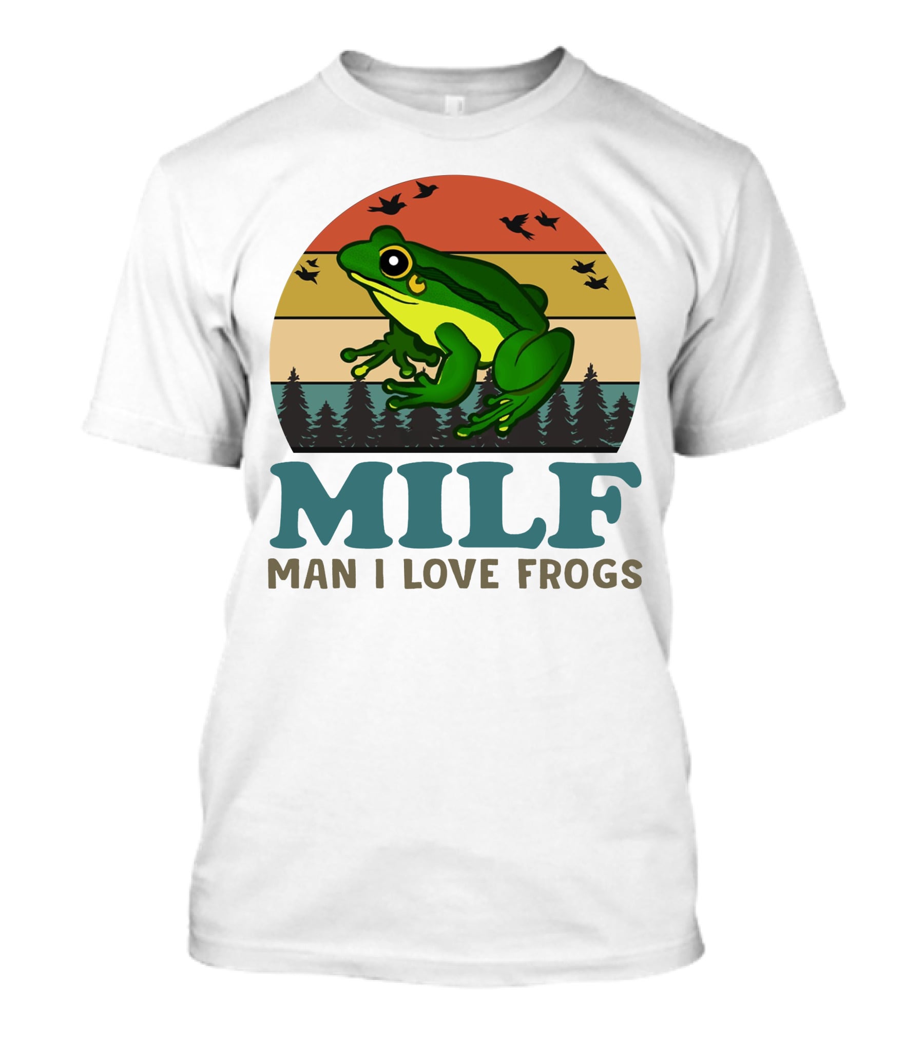 MILF Man I Love Frogs Vintage Sunset Forest Scene T-Shirt