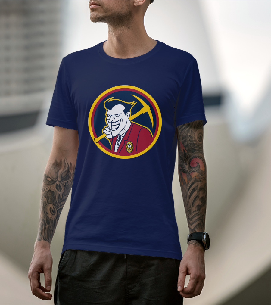 Denver Jokers NBA Parody Logo Icon With Villain Character And Pickaxe T-Shirt
