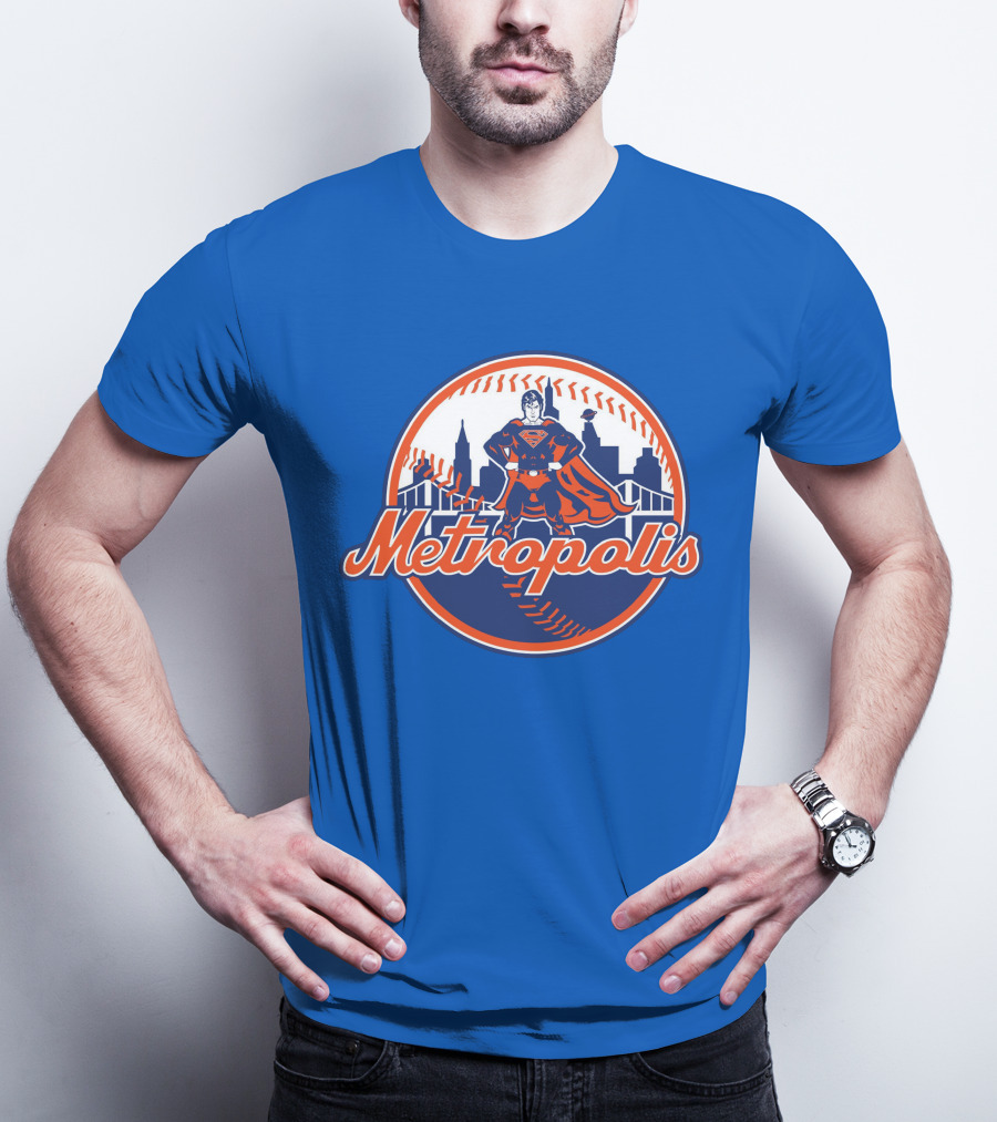 Metropolis Superman NY Baseball Skyline T-Shirt