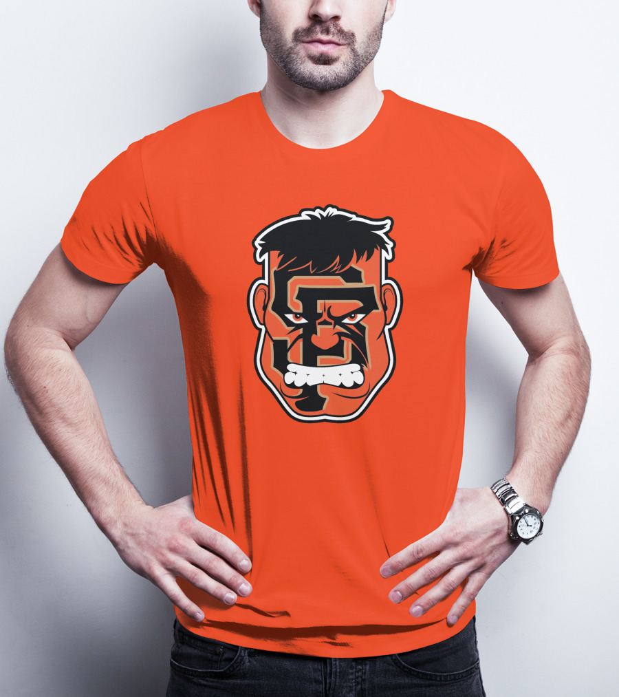 SF Giants Hulk Rage Face Orange T-Shirt