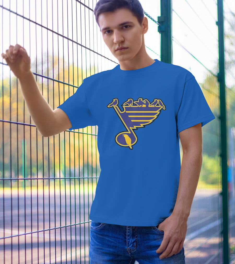 St. Louis Birds On Hockey Musical Note Logo NHL T-Shirt