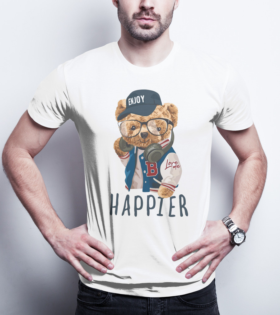 ENJOY LOVE ME VARSITY BEAR HAPPIER T-Shirt