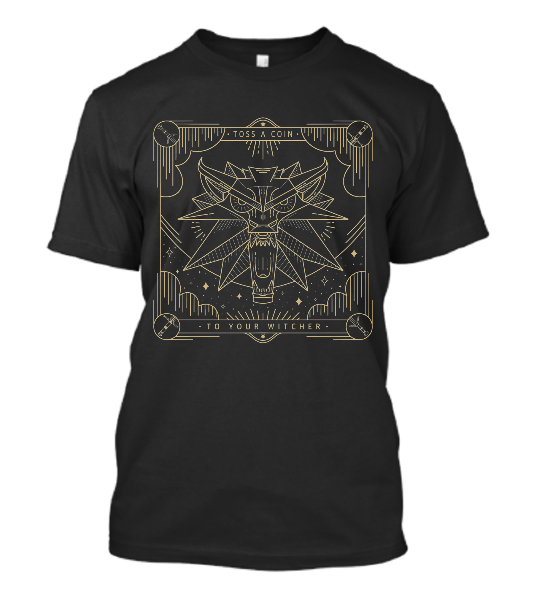 Toss A Coin To Your Witcher Wild Hunt Wolf Head T-Shirt
