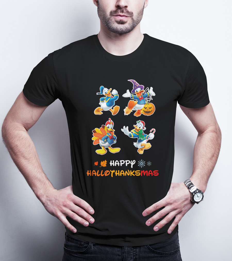 Happy HalloThanksMas Donald Duck Seasonal Characters T-Shirt