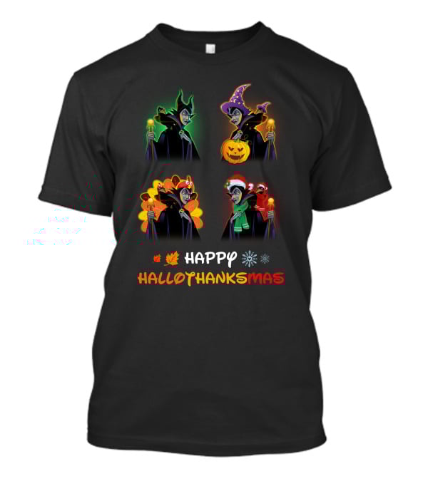 HAPPY HALLOTHANKSMAS MALEFICENT Halloween Thanksgiving Christmas T-Shirt