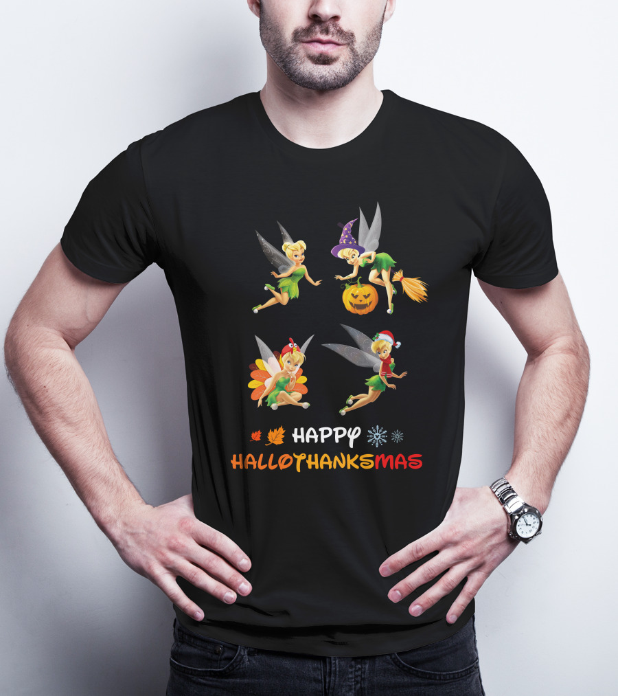 Tinkerbell Happy HalloThanksMas Halloween Thanksgiving Christmas Fairy T-Shirt
