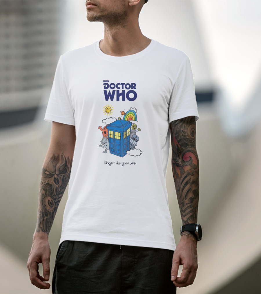 BBC Doctor Who Roger Hargreaves TARDIS Characters Rainbow Sun T-Shirt