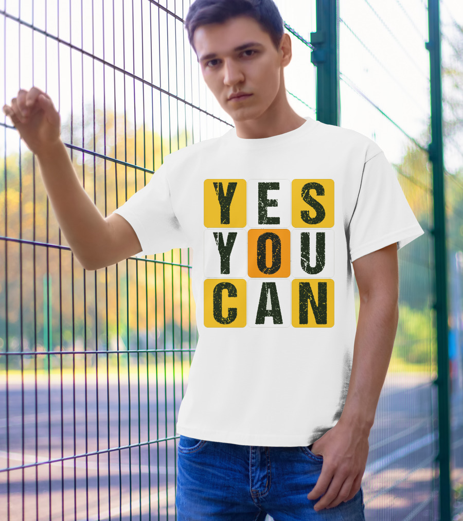 YES YOU CAN Motivation Yellow Orange Black T-Shirt