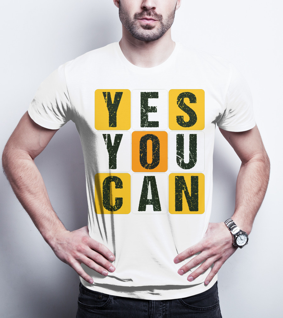 YES YOU CAN Motivation Yellow Orange Black T-Shirt