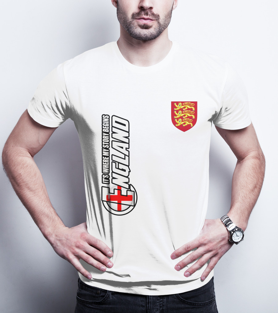 England It's Where My Story Begins Three Lions Crest T-Shirt