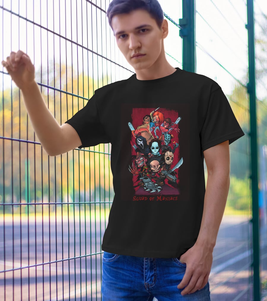 Squad Of Maniacs Horror Icons Together T-Shirt