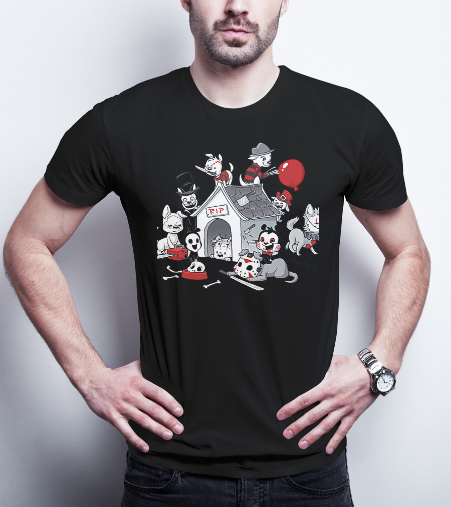 RIP Horror Dogs Icons With Mask And Balloon T-Shirt