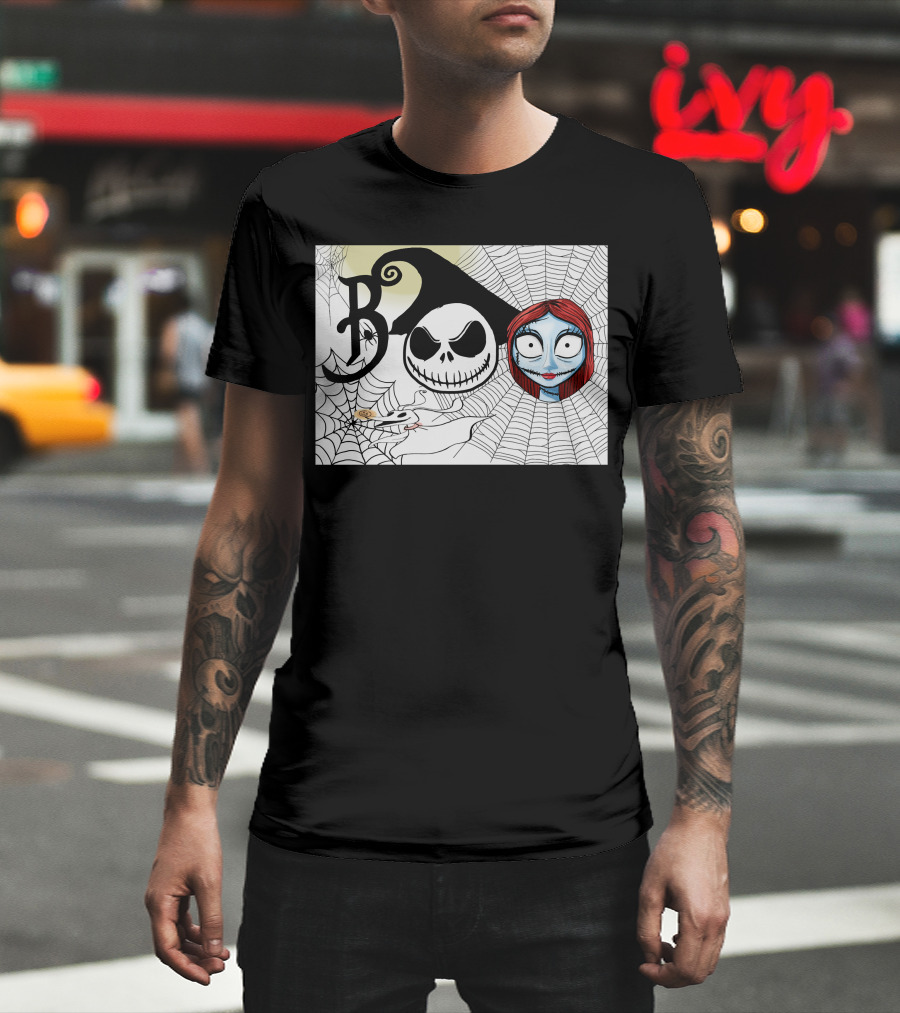 Jack And Sally Boo Halloween Nightmare Web T-Shirt