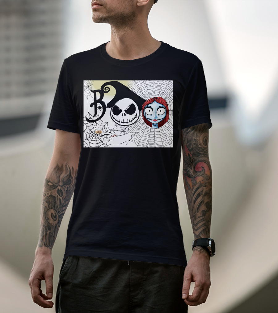 Jack And Sally Boo Halloween Nightmare Web T-Shirt