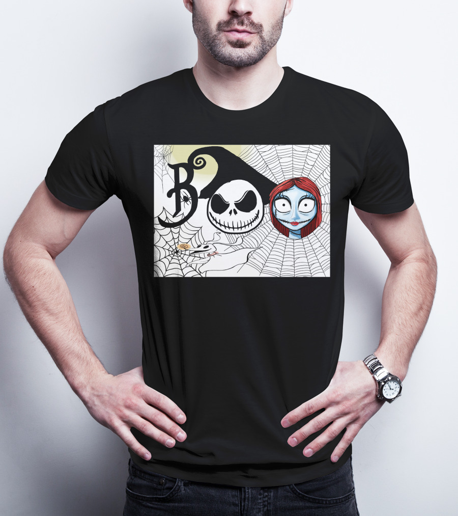 Jack And Sally Boo Halloween Nightmare Web T-Shirt