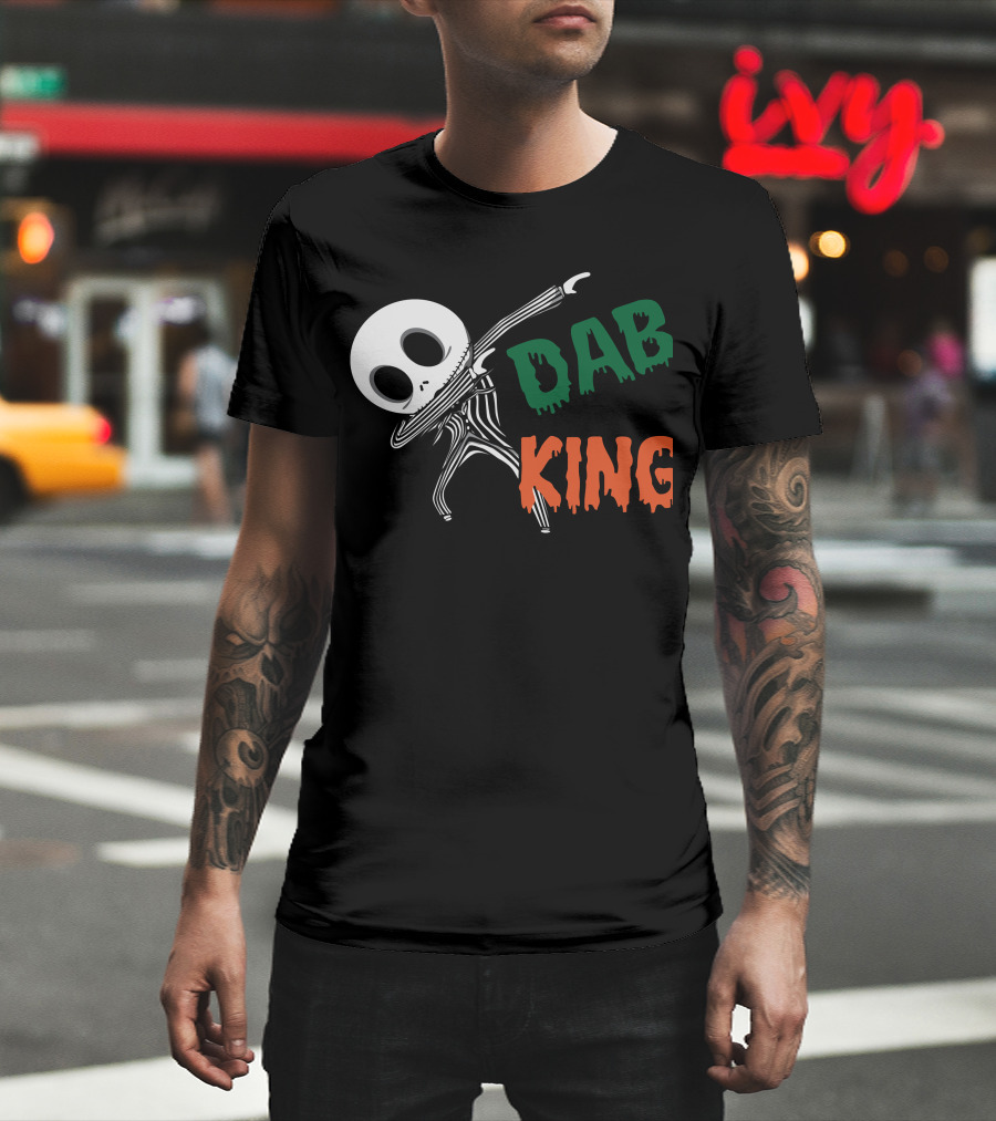 Dab King Skeleton Character In Striped Suit T-Shirt