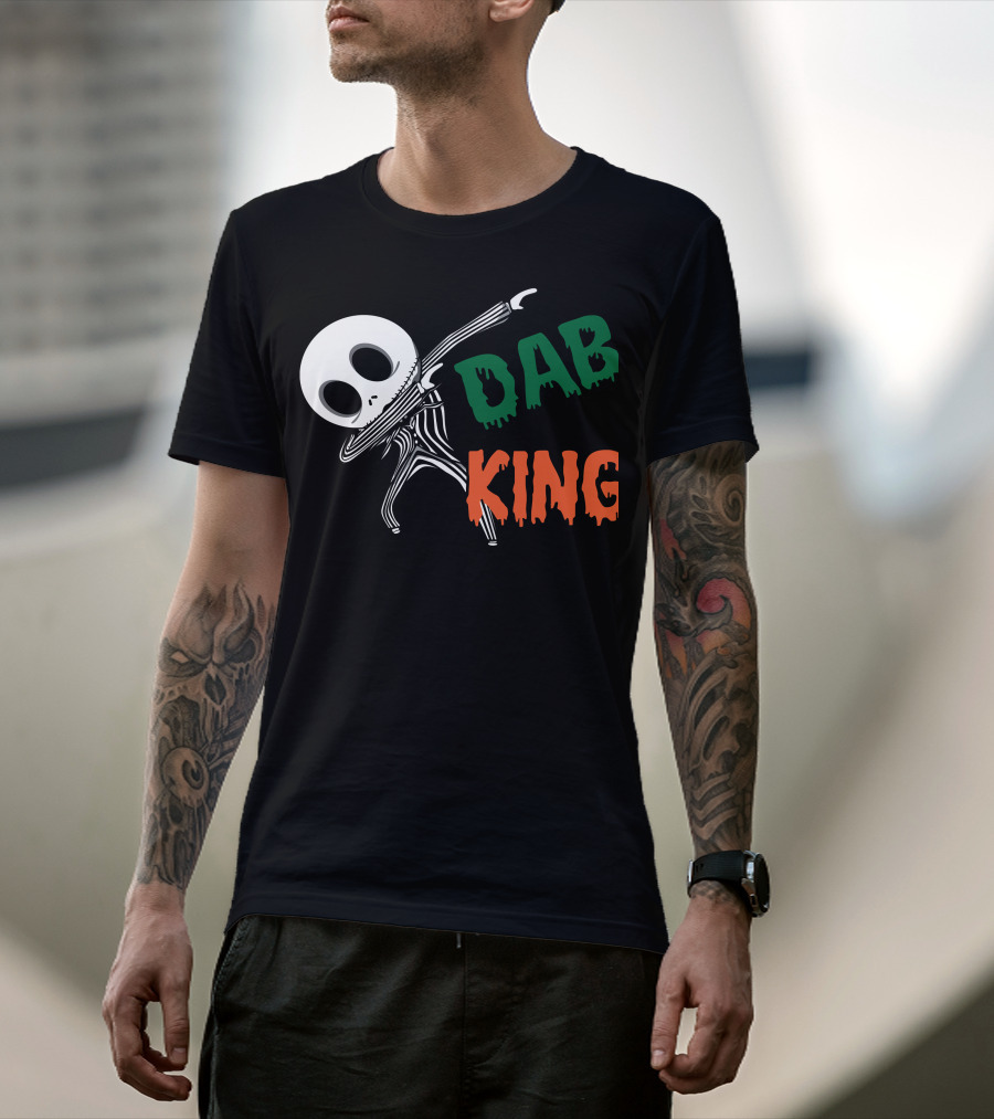 Dab King Skeleton Character In Striped Suit T-Shirt
