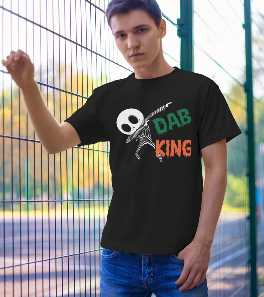 Dab King Skeleton Character In Striped Suit T-Shirt