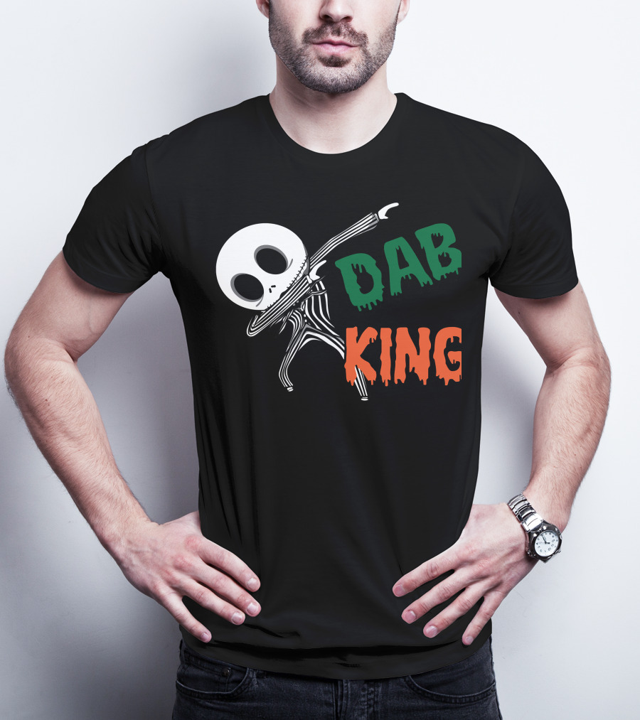 Dab King Skeleton Character In Striped Suit T-Shirt