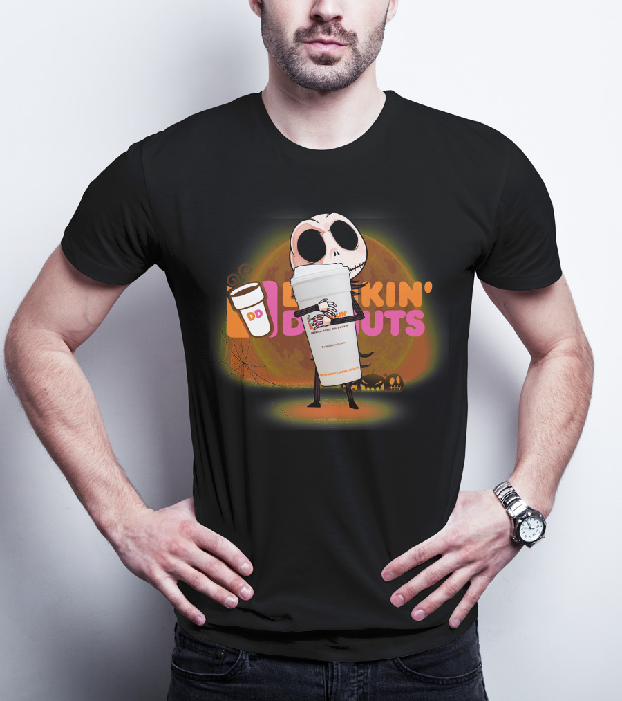 Jack Skellington Dunkin Donuts Halloween Coffee Moon T-Shirt