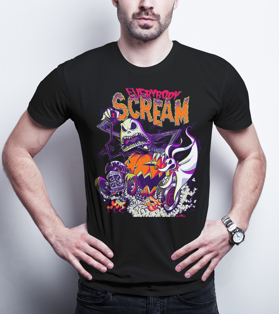 Jack Skellington Everybody Scream Halloween Rides Ghost Dog T-Shirt