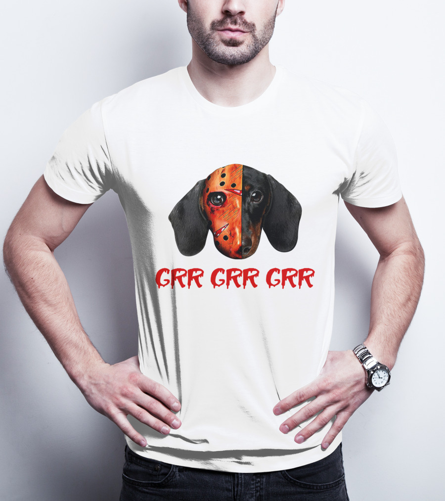 Ch Ch Ch Grr Grr Dachshund Jason Mask Mashup T-Shirt