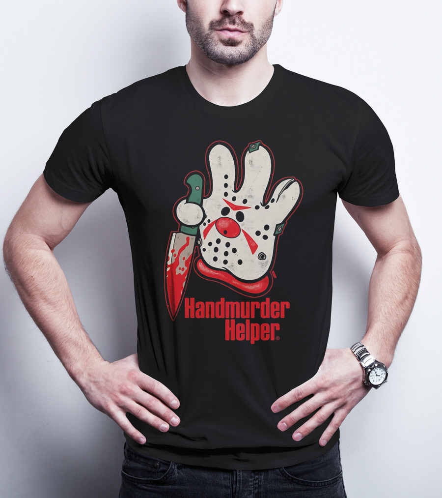 Handmurder Helper Bloody Knife Orange Glove Mask T-Shirt