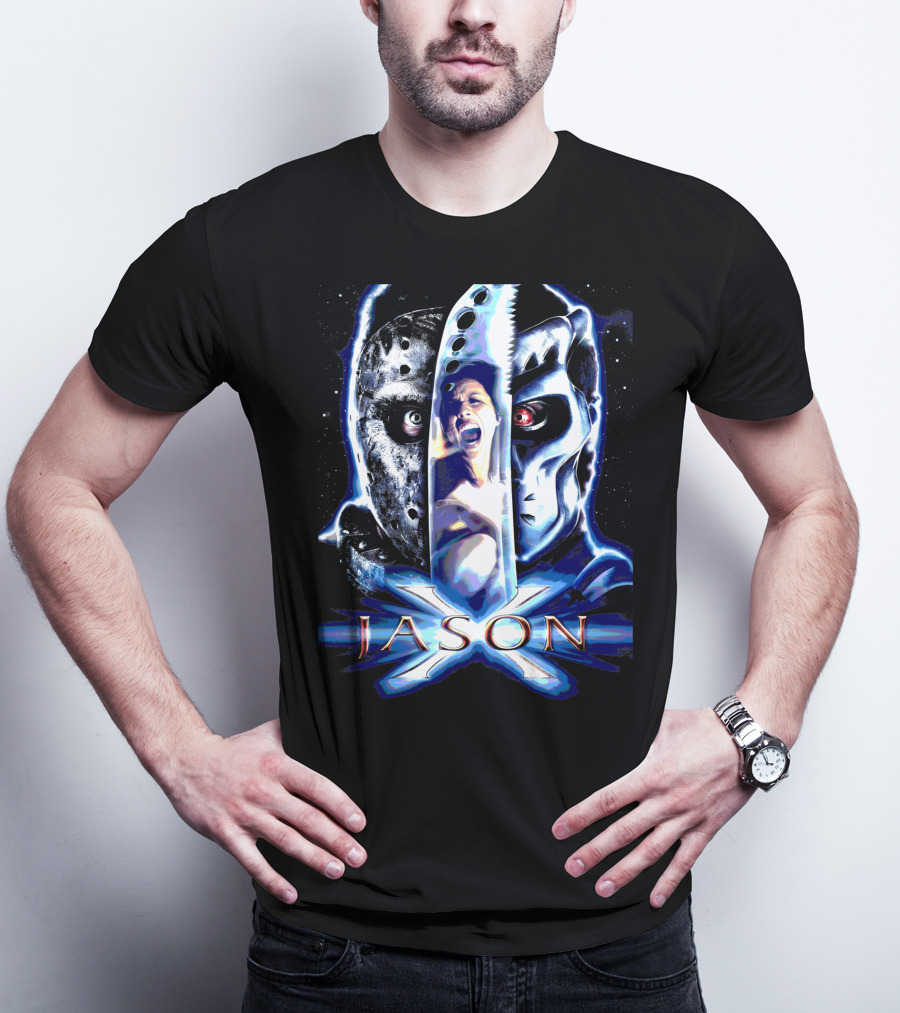Jason X Horror Iconic Mask And Knife T-Shirt