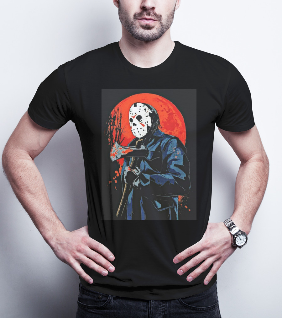 Jason Voorhees Blood Moon Axe Mask Horror T-Shirt
