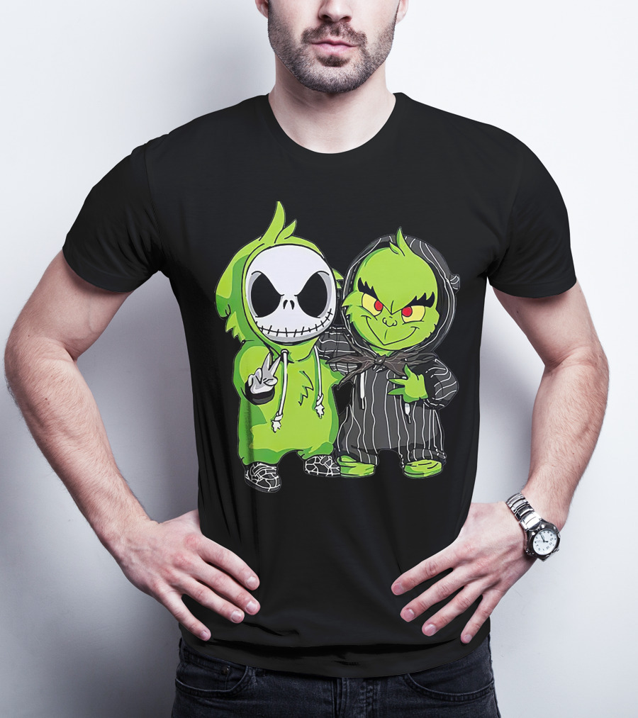 Jack Skellington And Grinch Crossover Hoodie Characters T-Shirt