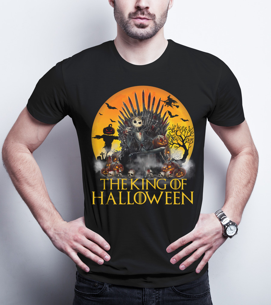 The King Of Halloween Jack Skellington Iron Throne Halloween Scene T-Shirt