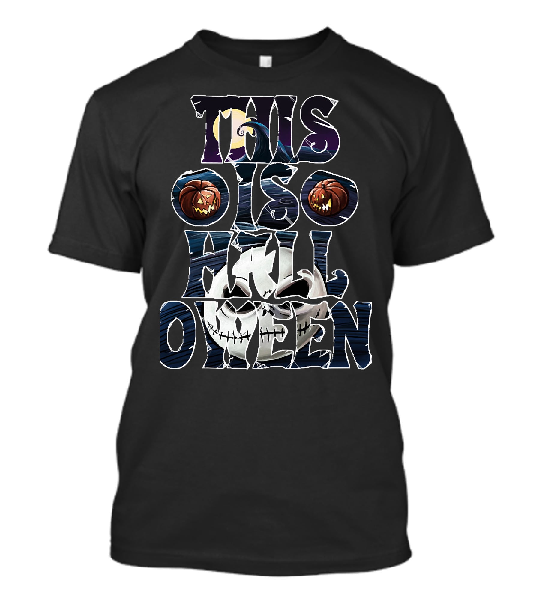 This Is Halloween Pumpkin And Moon Jack Skellington Face T-Shirt