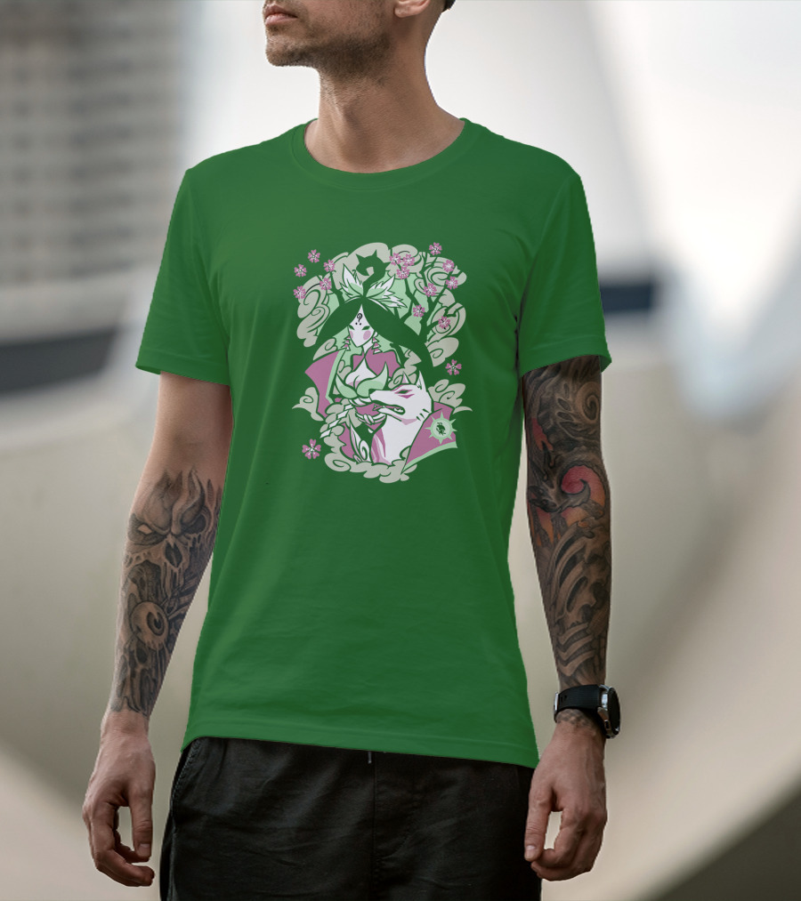 Okami Merch Amaterasu And Cherry Blossoms T-Shirt