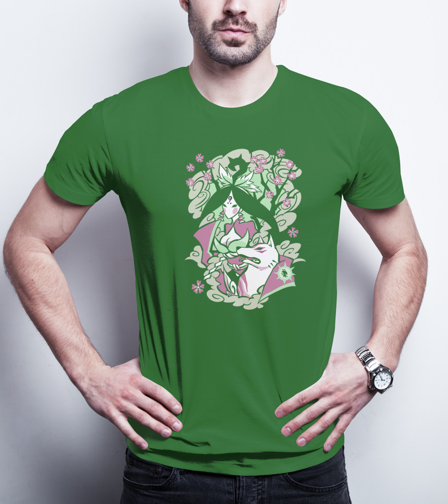 Okami Merch Amaterasu And Cherry Blossoms T-Shirt