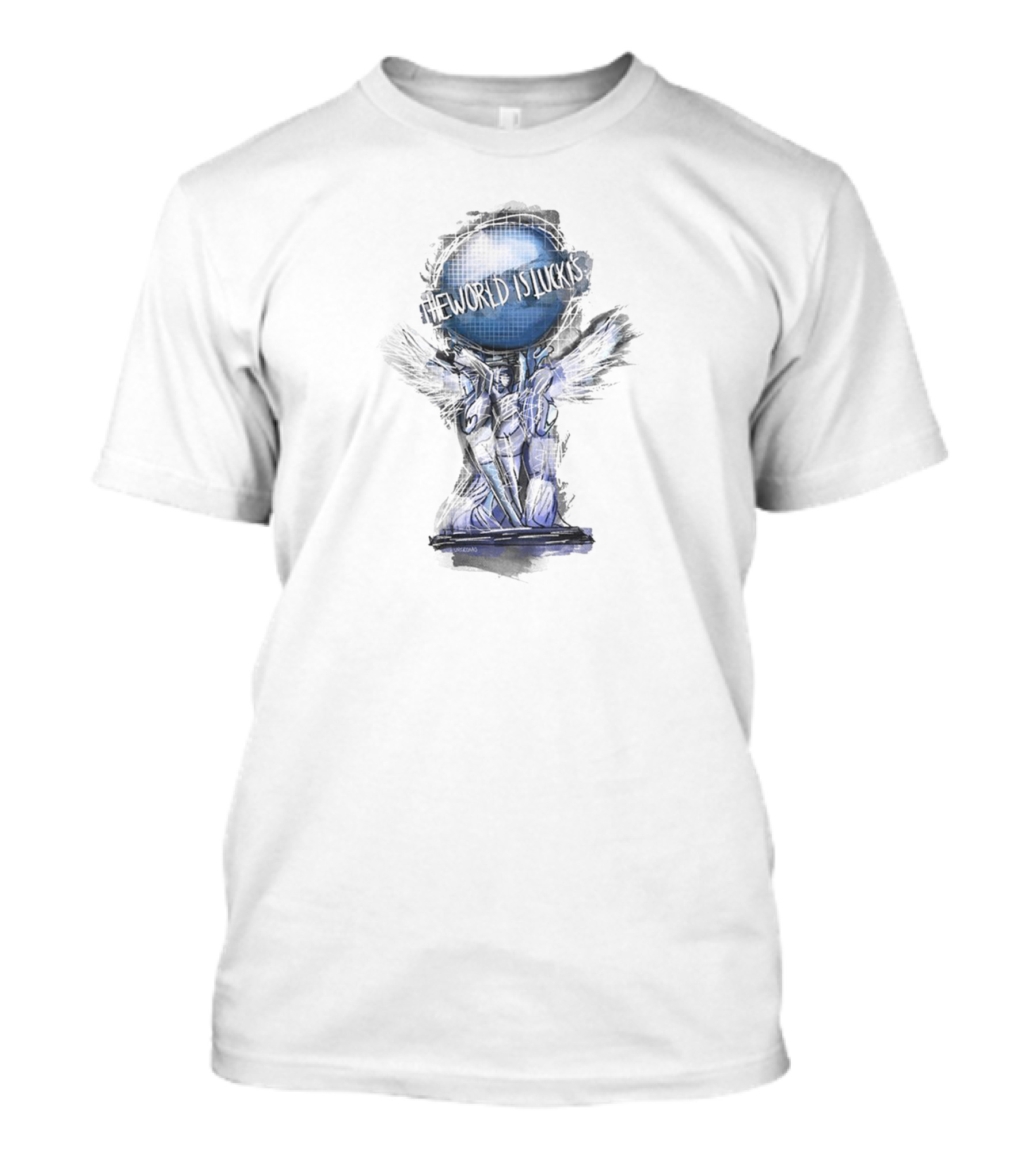 Lucki Merch The World Is Luckis Statue Blue Globe Wings T-Shirt