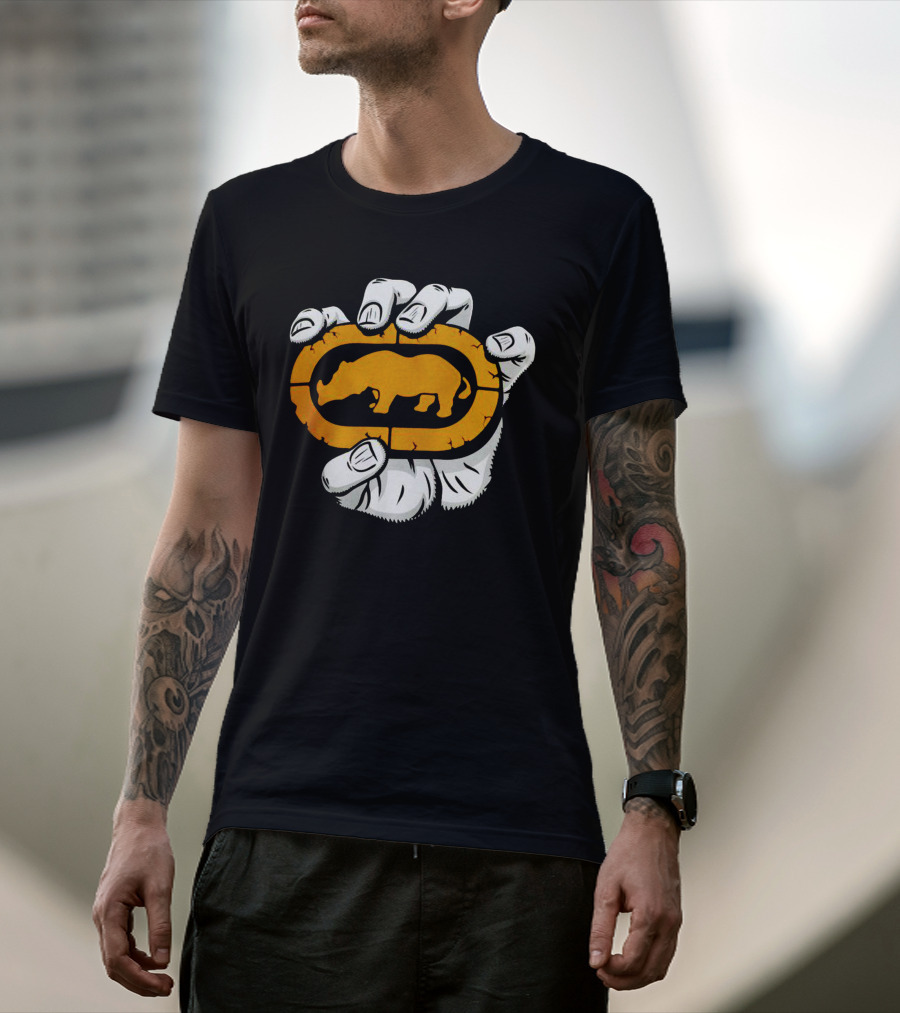 Percko Rhino Emblem Gripped By Cartoon Hand T-Shirt