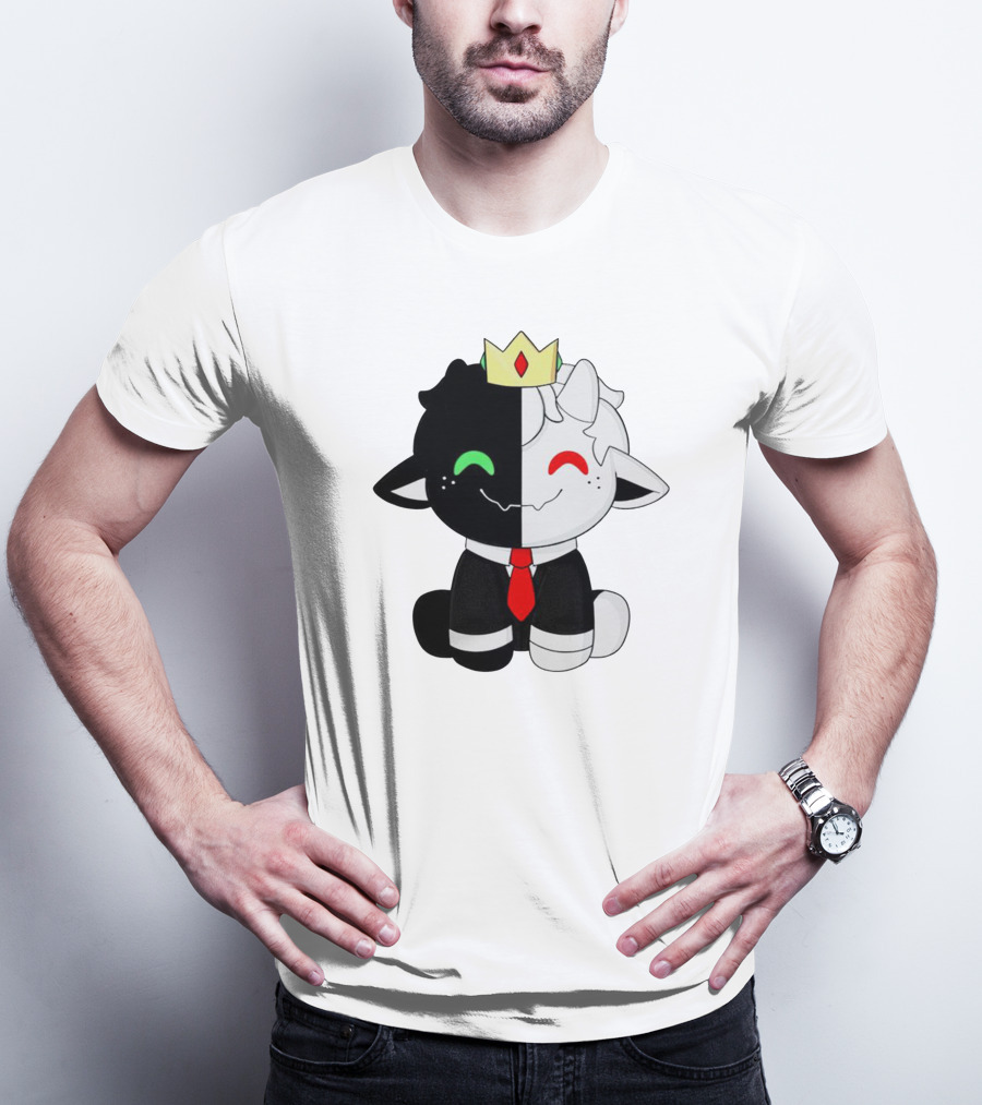 Ranboo Fashion Half Black Half White Crowned Character T-Shirt
