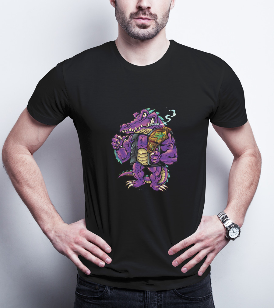 Agent Agent Crocodile Champion Smoking Purple T-Shirt