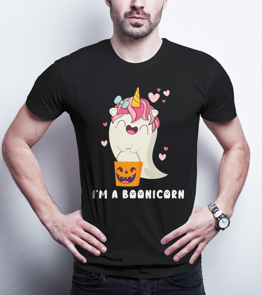 I'm A Boonicorn Cute Boonicorn Ghost Unicorn Halloween Hearts T-Shirt